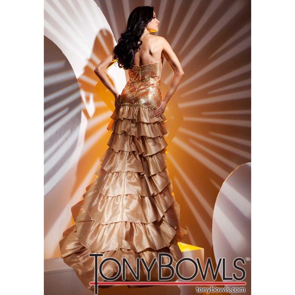 Tony Bowls | Dresses | Tony Bowls Sequin Beaded Appliqu Bodice Ruffle ...
